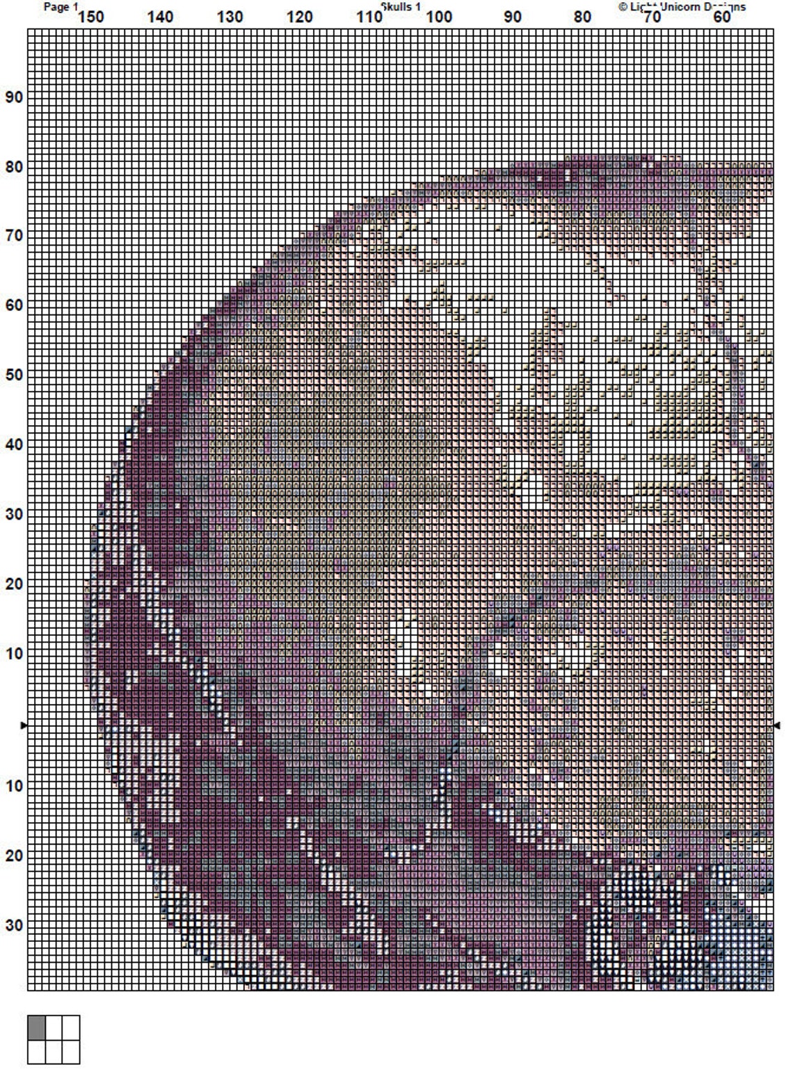 Skulls Cross Stitch Pattern 1 Instant PDF Download - Skull Watercolor ...