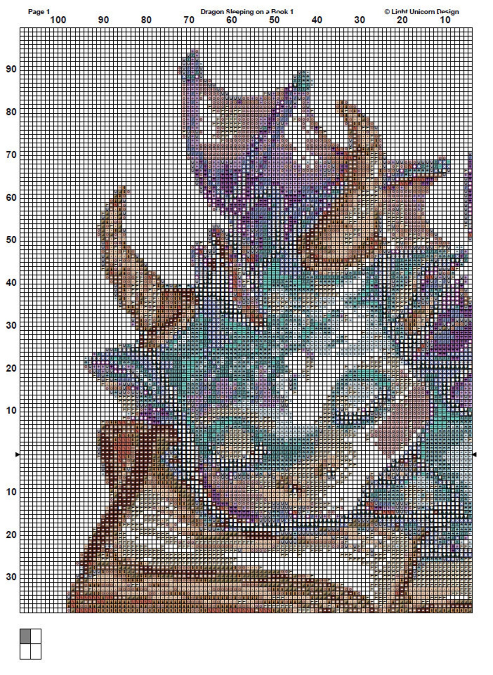 Dragon Sleeping on a Book Cross Stitch Pattern 1 Instant PDF Download ...