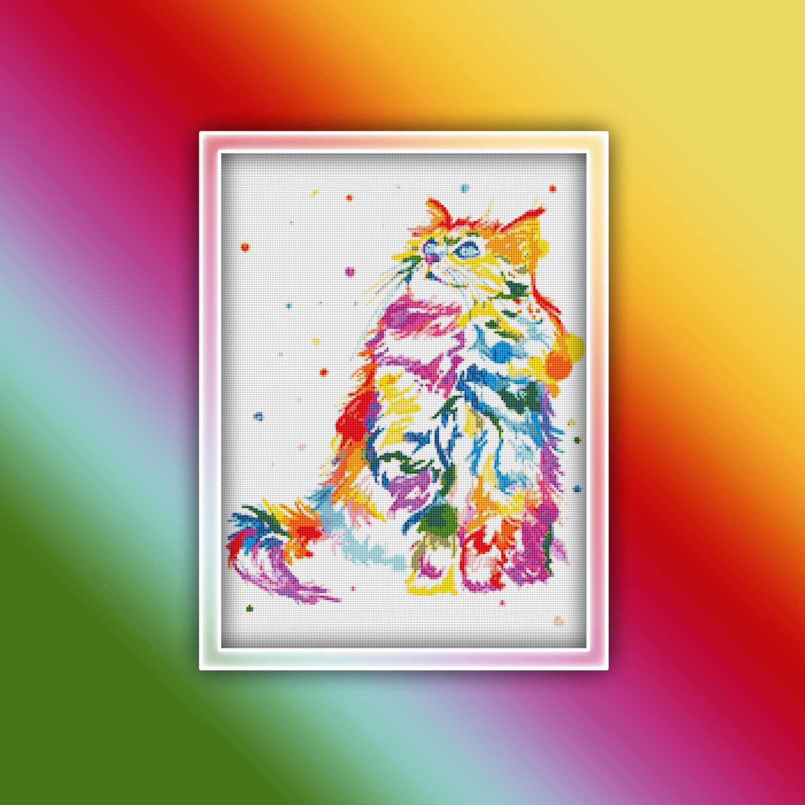 Rainbow Cat Cross Stitch Pattern 2 Instant PDF Download - Kitty ...