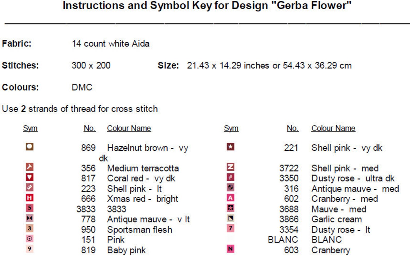 Gerba Flower Cross Stitch Pattern Instant PDF Download | Etsy