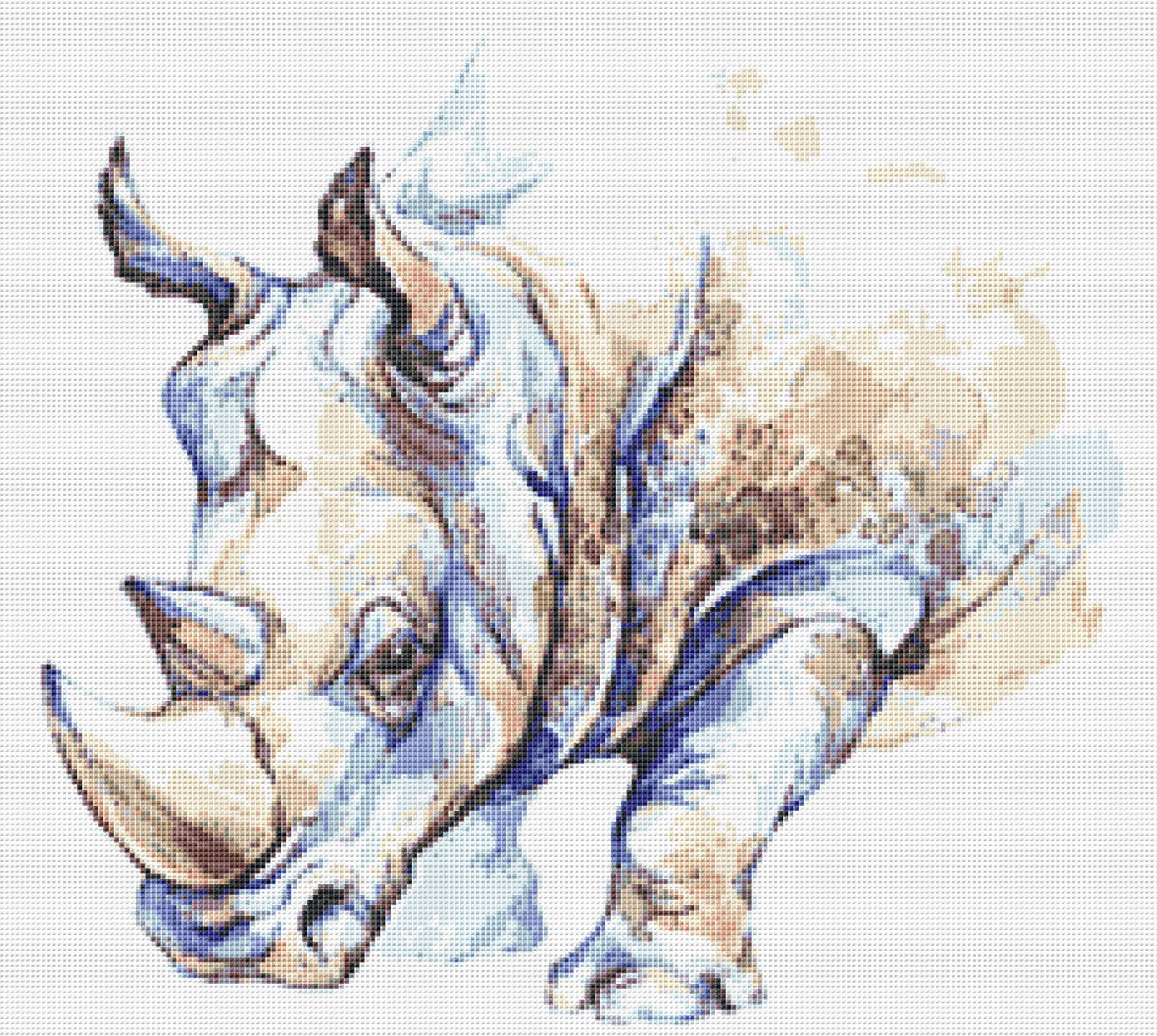 Rhino Cross Stitch Pattern 4 Instant PDF Download Rhinoceros - Etsy
