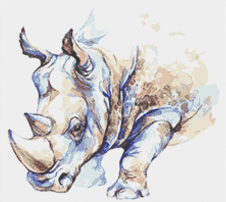 Rhino Cross Stitch Pattern 4 Instant PDF Download Rhinoceros - Etsy