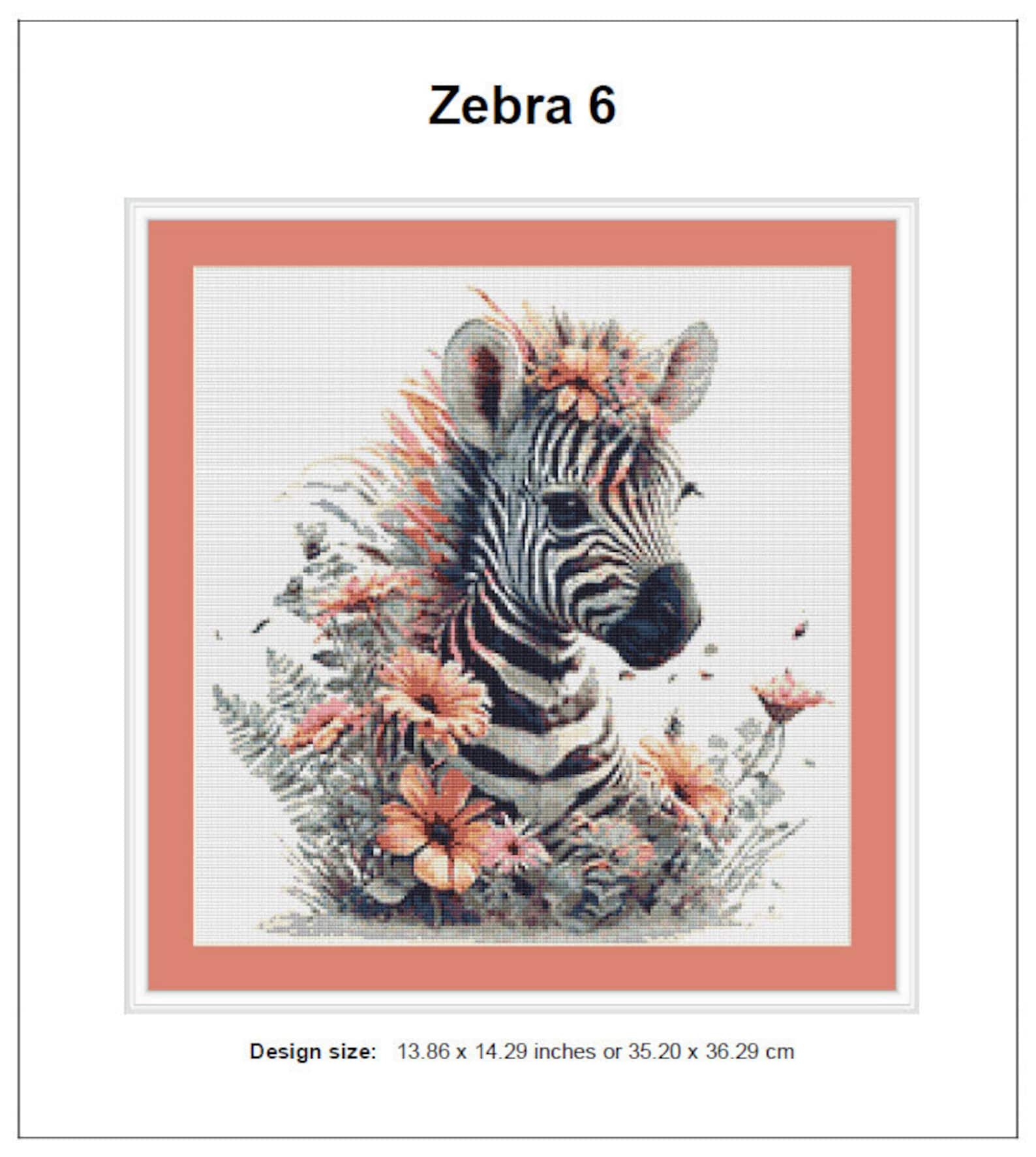 Zebra Cross Stitch Pattern 6 Instant PDF Download - Zebra Watercolor ...