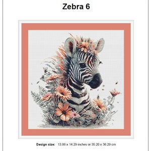 Zebra Cross Stitch Pattern 6 Instant PDF Download - Zebra Watercolor ...