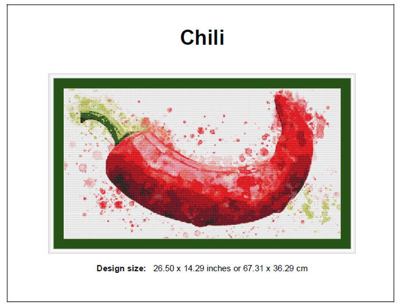 Chili Cross Stitch Pattern Instant PDF Download - Red Chili Watercolor ...