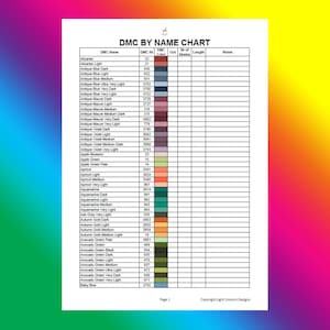 DMC Thread Charts PDF Instant Download | Cross Stitch Chart | Inventory ...