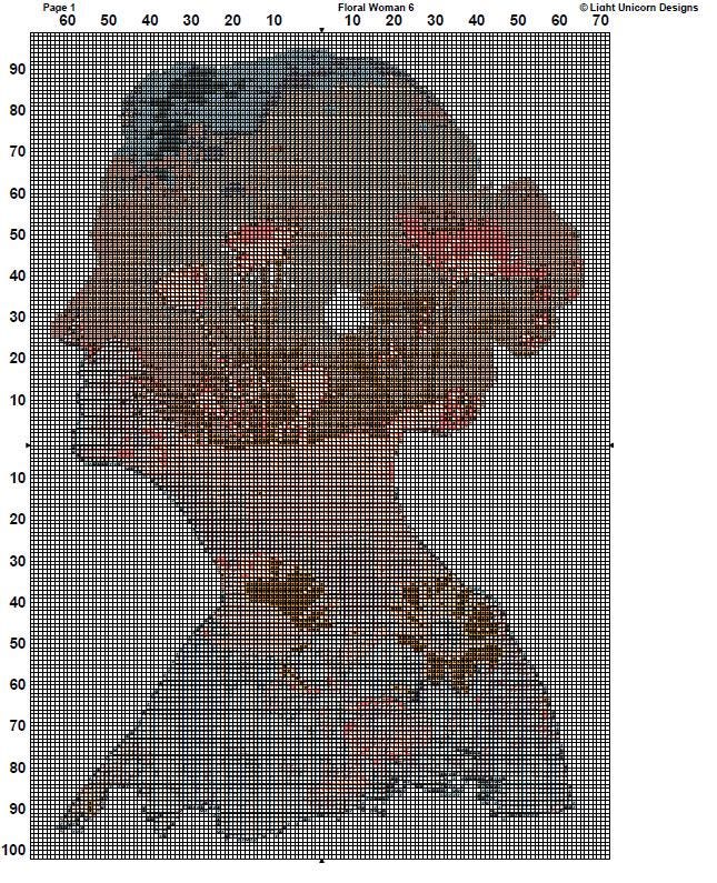 Floral Woman Cross Stitch Pattern 6 Instant PDF Download - Lady ...