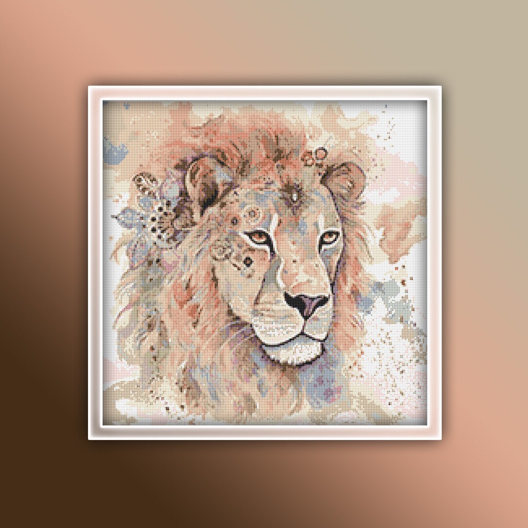 Boho Lion Cross Stitch Pattern 1 Instant PDF Download - Lion Watercolor ...