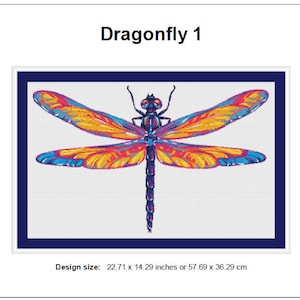 Dragonfly Cross Stitch Pattern 1 Instant PDF Download - Insect ...