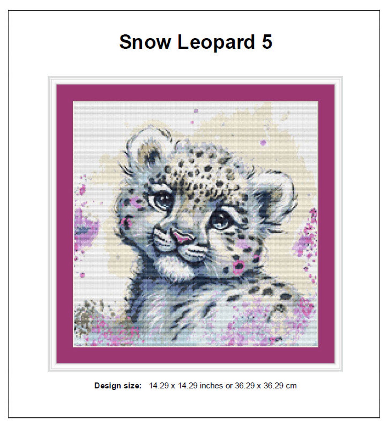 Snow Leopard Cross Stitch Pattern 5 Instant PDF Download - Leopard ...