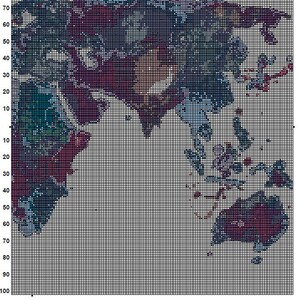 World Map Cross Stitch Pattern 2 Instant PDF Download - Earth ...