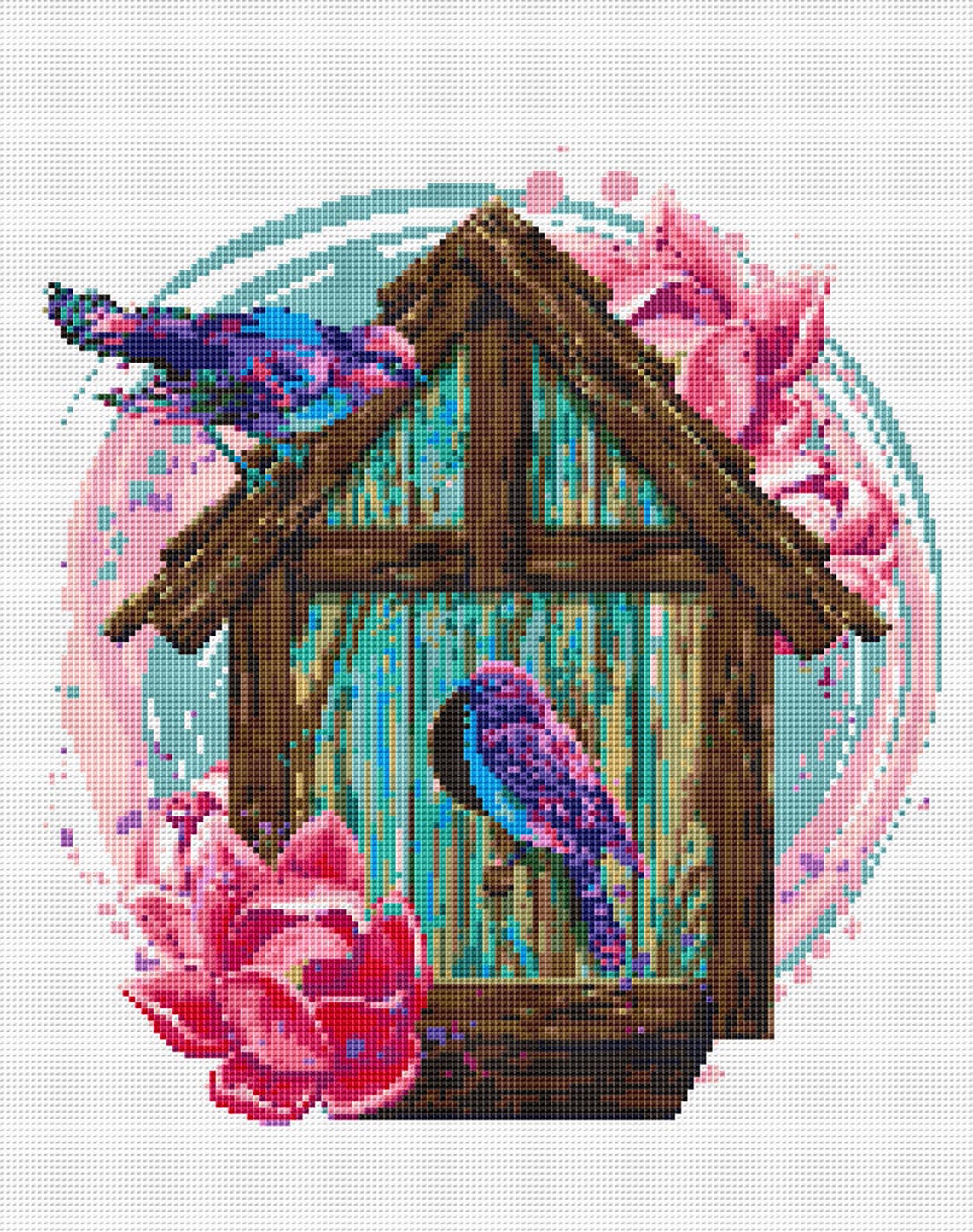 Bird House Cross Stitch Pattern 2 Instant PDF Download Bird - Etsy