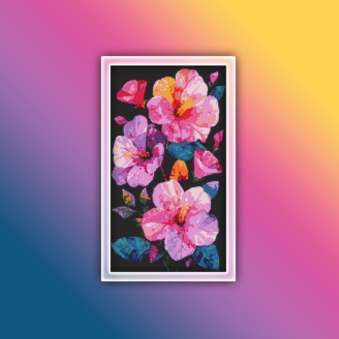 Hibiscus Cross Stitch Pattern 9 Instant PDF Download - Tropical Flower ...