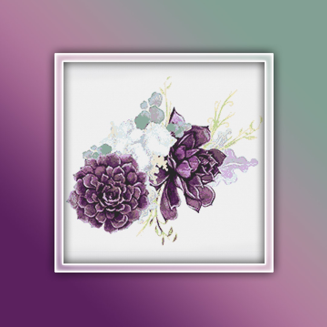 Purple Succulents Cross Stitch Pattern 1 Instant PDF Download ...