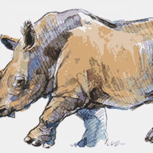 Rhino Cross Stitch Pattern 6 Instant PDF Download Rhinoceros - Etsy