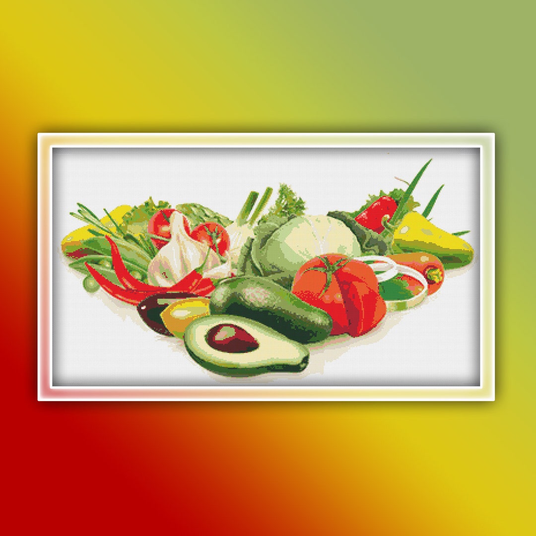 Vegetables Cross Stitch Pattern 1 Instant PDF Download - Avocado ...