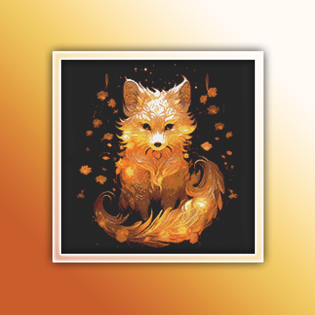 Orange Fox Cross Stitch Pattern 1 Instant PDF Download - Fox Watercolor Cross Stitch Pattern ...