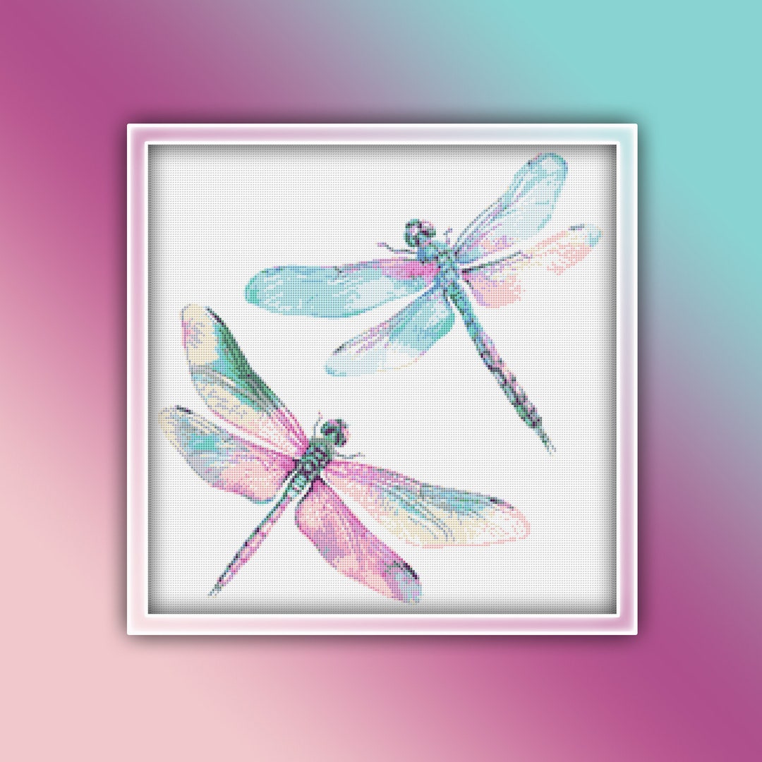 Dragonflies Cross Stitch Pattern 2 Instant PDF Download - Dragonfly ...