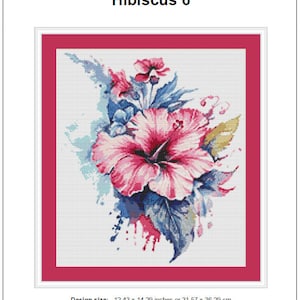 Hibiscus Cross Stitch Pattern 6 Instant PDF Download - Tropical Flower ...