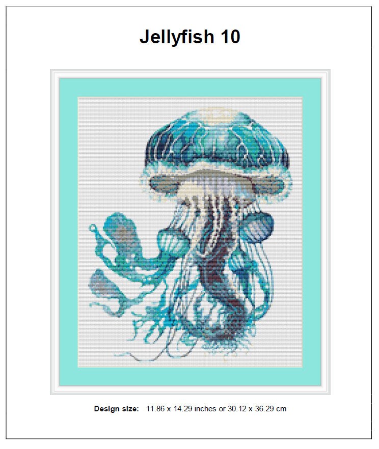 Jellyfish Cross Stitch Pattern 10 Instant PDF Download - Sea Jellies ...