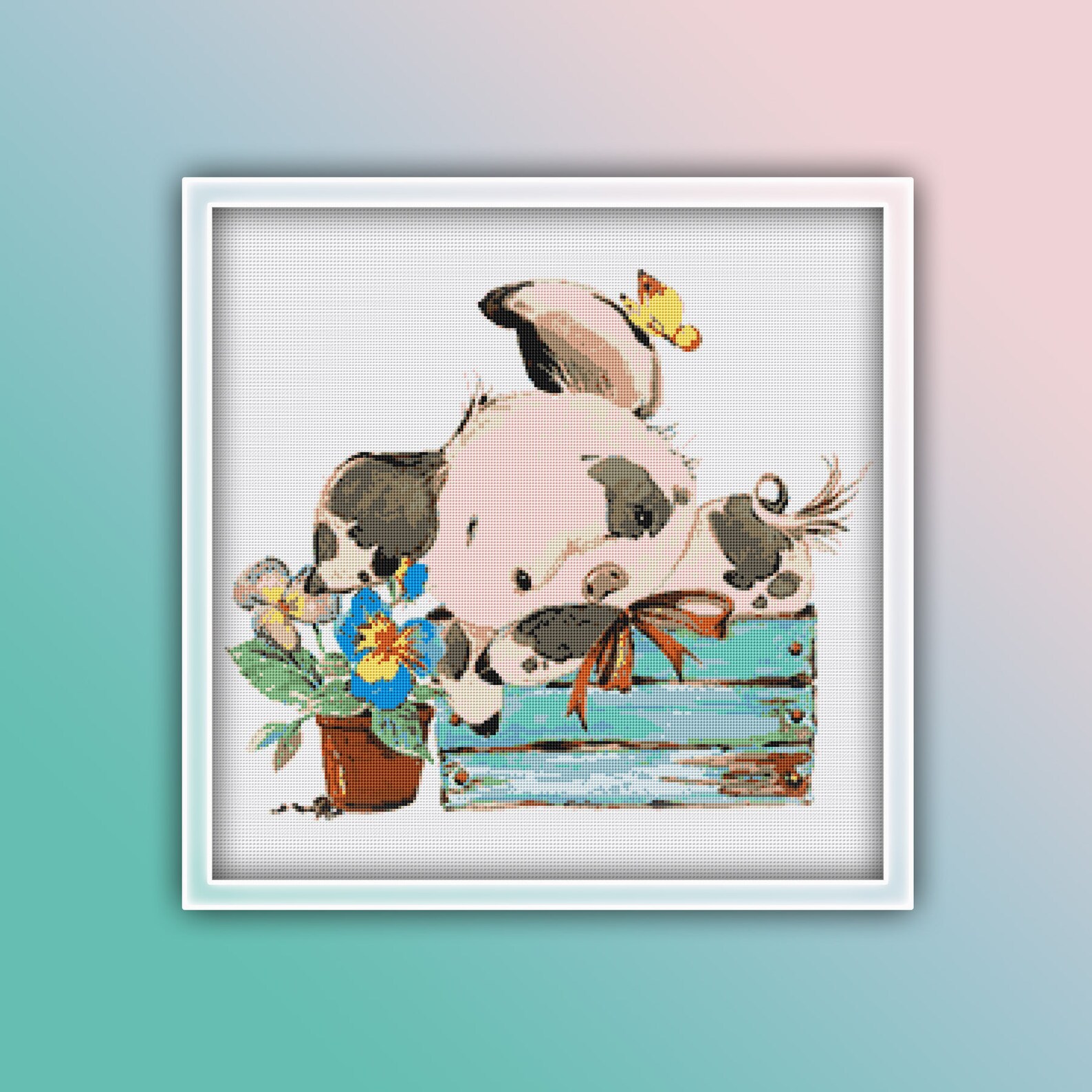 Pig Cross Stitch Pattern 1 Instant PDF Download Potbelly Pig - Etsy