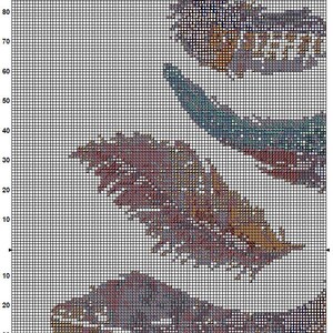 Feathers Cross Stitch Pattern 15 Instant PDF Download- Feather Watercolor Needle Point Pattern ...
