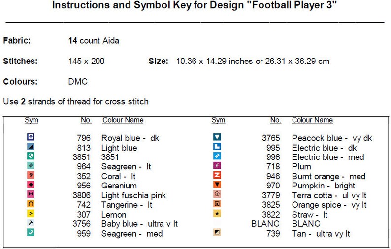 Football Player Cross Stitch Pattern 3 Instant Download - Etsy