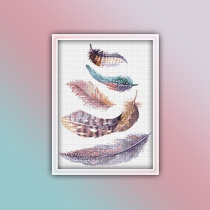 Feathers Cross Stitch Pattern 15 Instant PDF Download Feather - Etsy