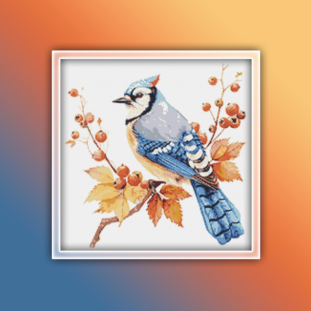Blue Jay Cross Stitch Pattern 2 Instant PDF Download - Blue Jay Bird ...