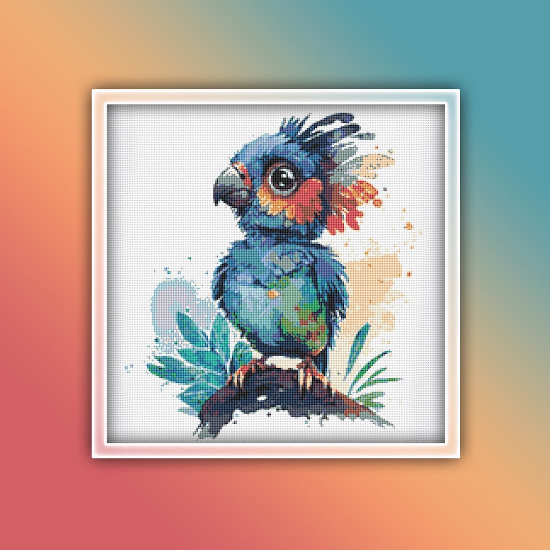 Parrot Cross Stitch Pattern 5 Instant PDF Download - Blue Parrot ...