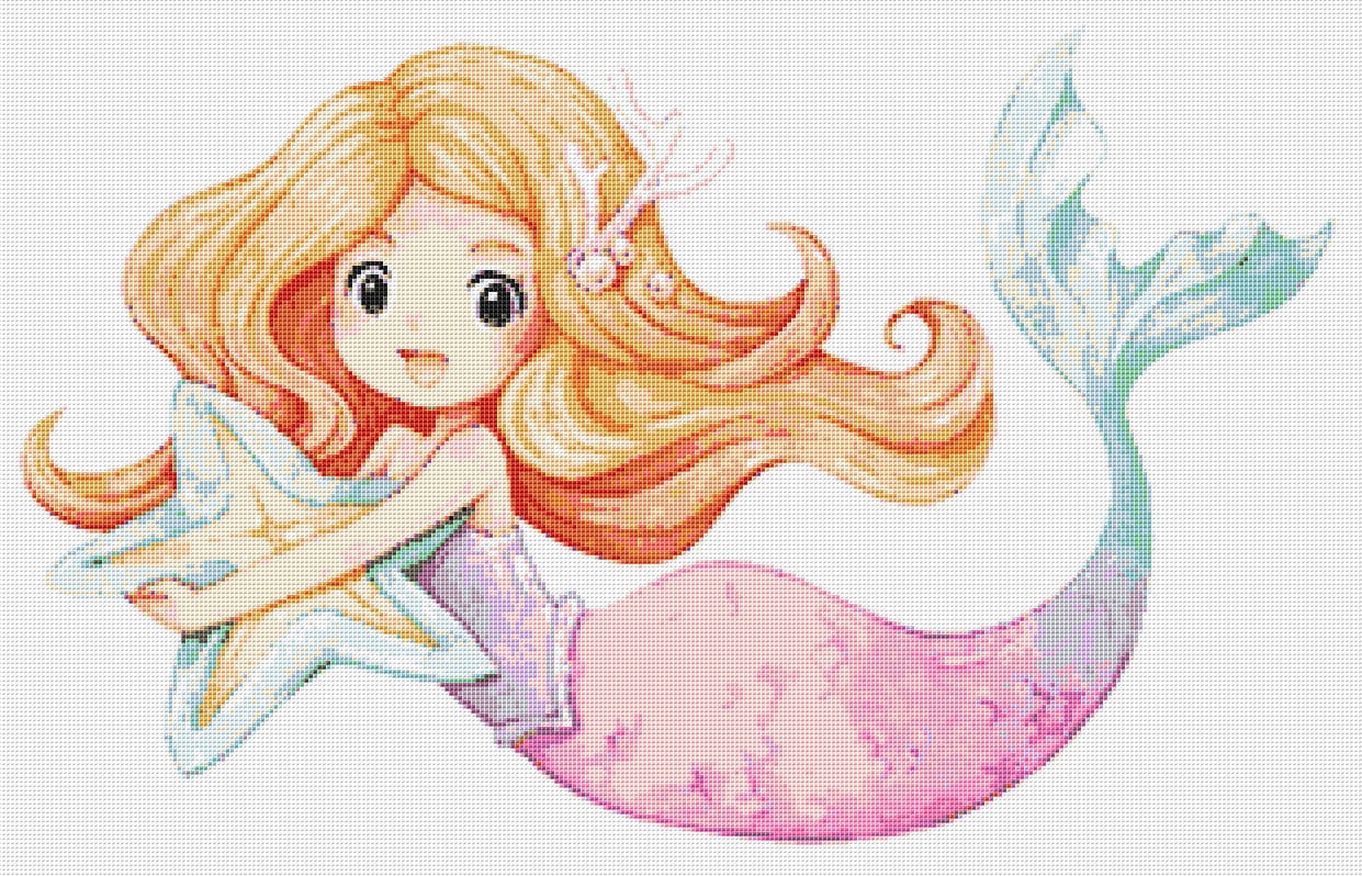 Mermaid Cross Stitch Pattern Instant PDF Download Mermaid - Etsy