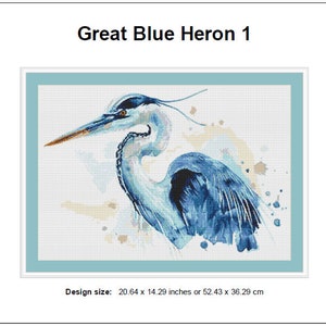 Great Blue Heron Cross Stitch Pattern 1 Instant PDF Download - Heron ...