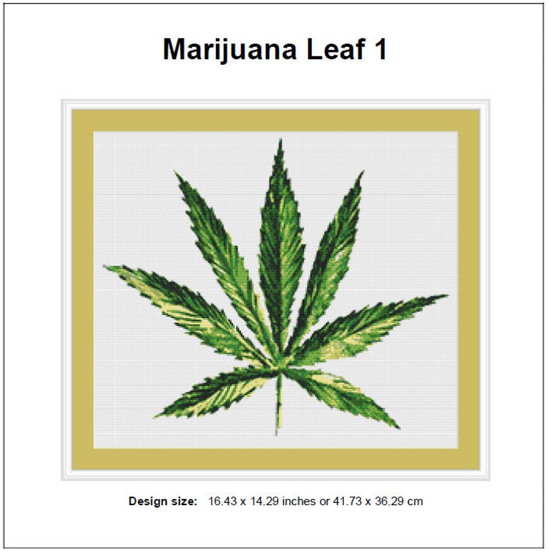 Marijuana Leaf Cross Stitch Pattern Instant PDF Download - Weed ...