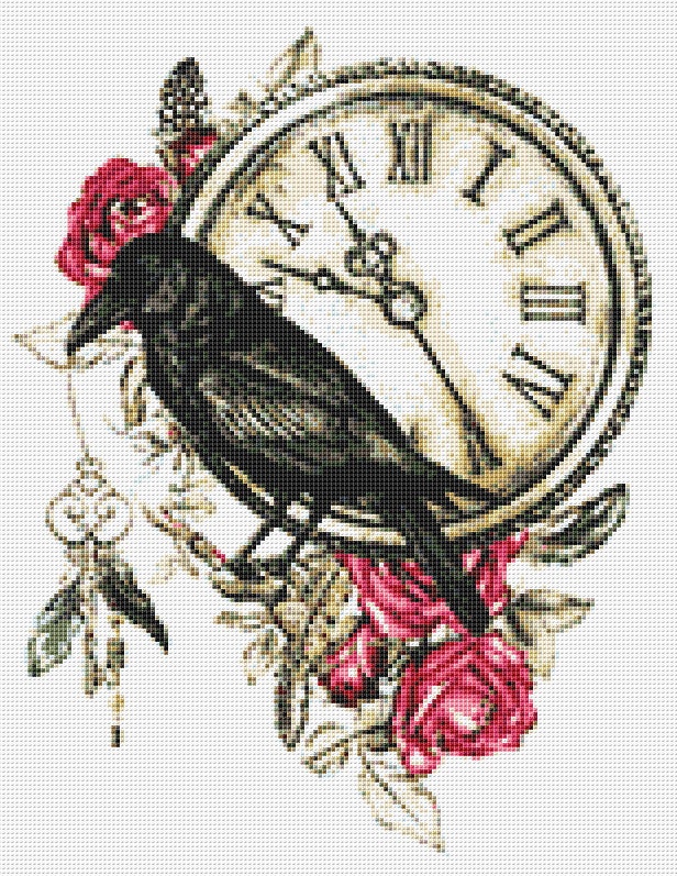 Crow Cross Stitch Pattern 3 Instant PDF Download Clock - Etsy