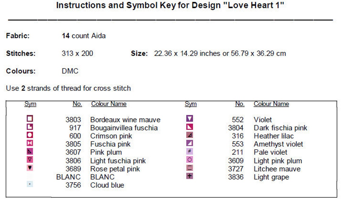 Love Heart Cross Stitch Pattern 1 Instant Download Instant PDF Download ...