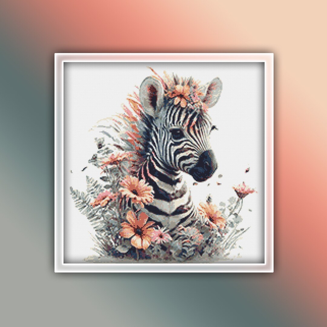 Zebra Cross Stitch Pattern 6 Instant PDF Download - Zebra Watercolor ...
