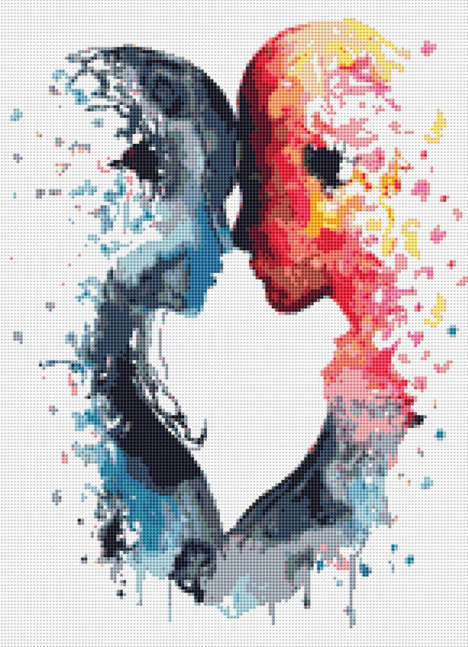 Watercolor Love Cross Stitch Pattern Instant PDF Download - Etsy