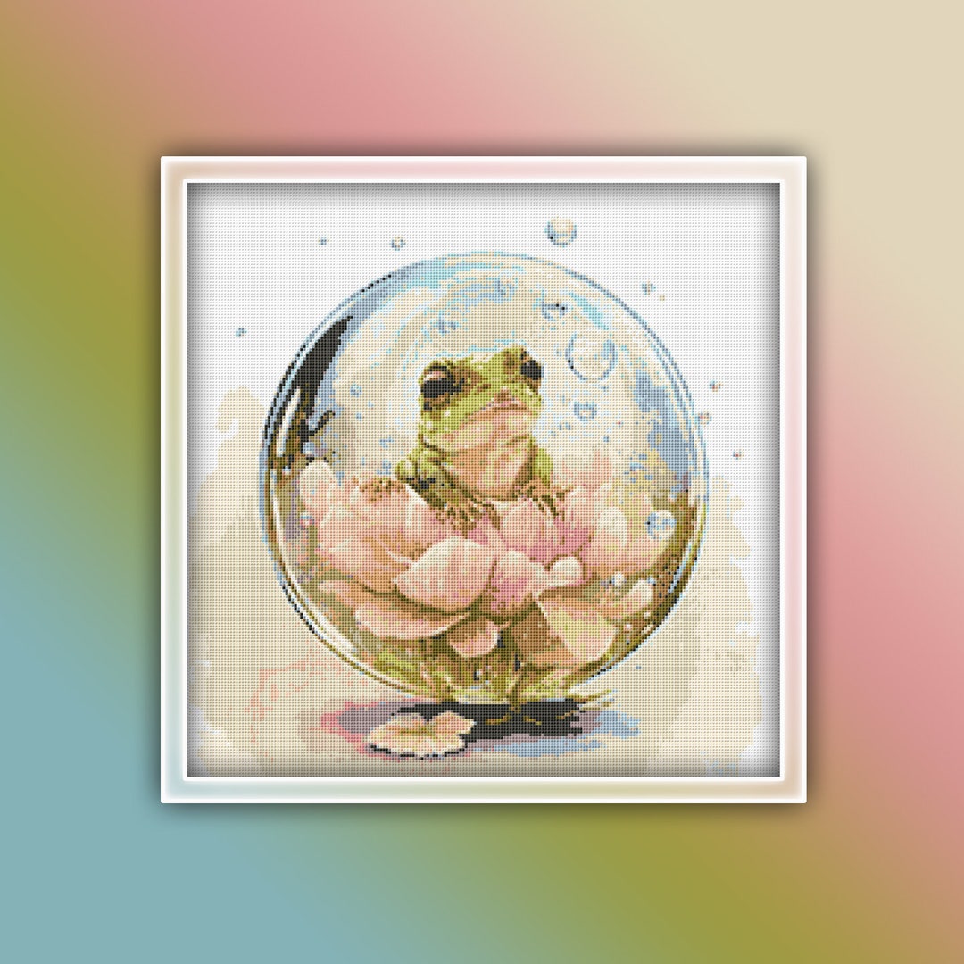 Frog Cross Stitch Pattern 10 Instant PDF Download - Frog Watercolor ...