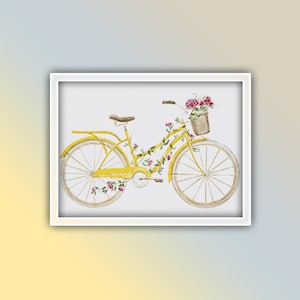 Bicycle Cross Stitch Pattern 2 Instant PDF Download - Flower Bicycle ...