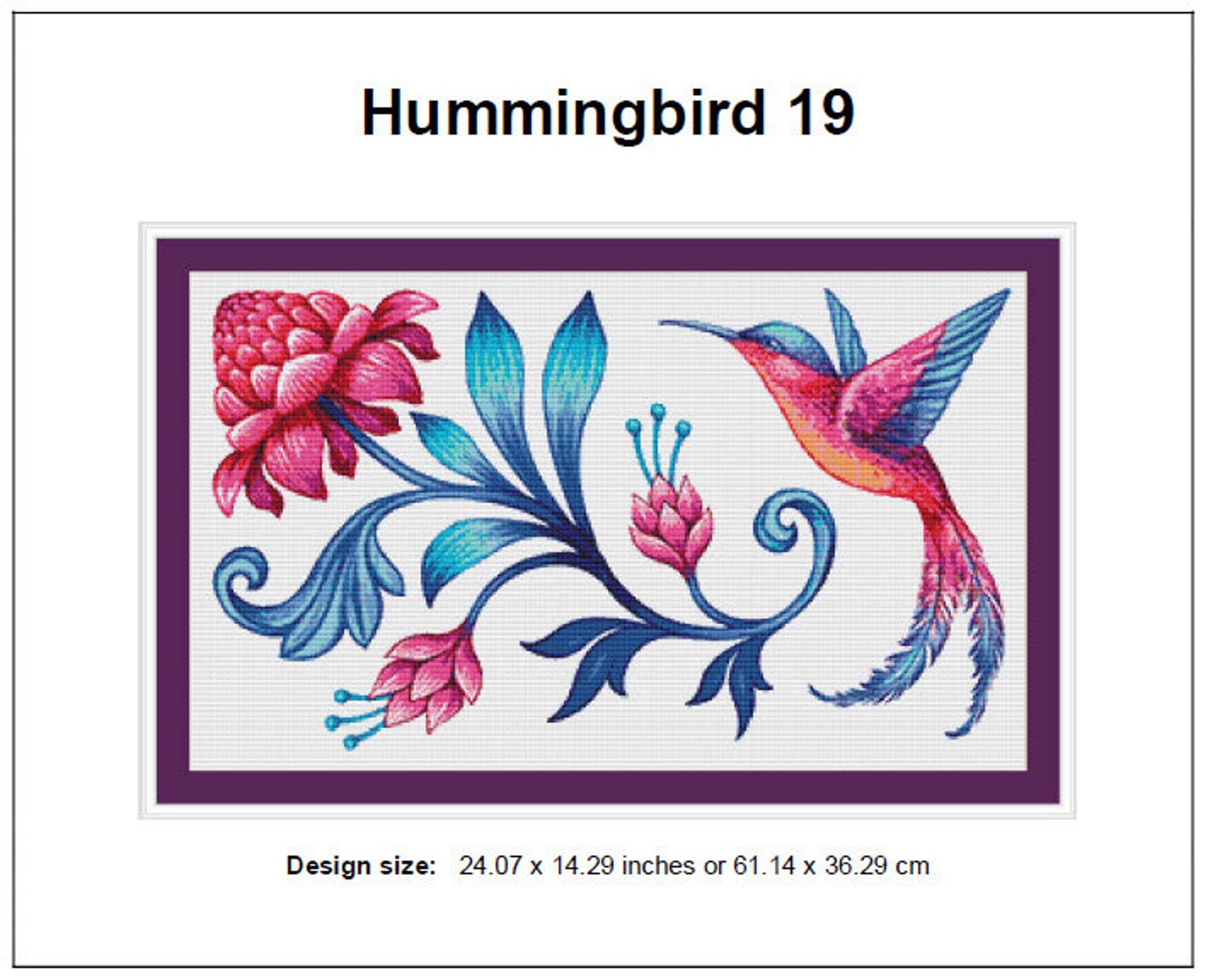 Hummingbird Cross Stitch Pattern 19 Instant PDF Download - Hummingbird ...