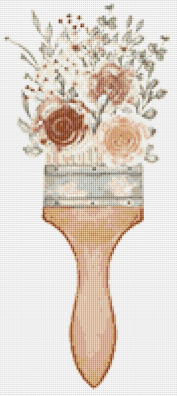 Floral Paint Brush Cross Stitch Pattern Instant PDF Download - Etsy