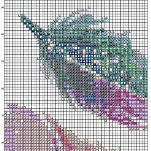 Feather Cross Stitch Pattern 8 Instant PDF Download- Feather Watercolor ...