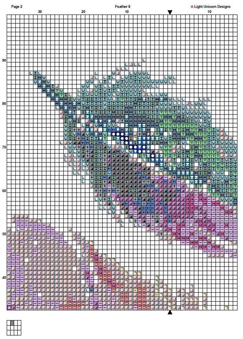 Feather Cross Stitch Pattern 8 Instant PDF Download- Feather Watercolor ...