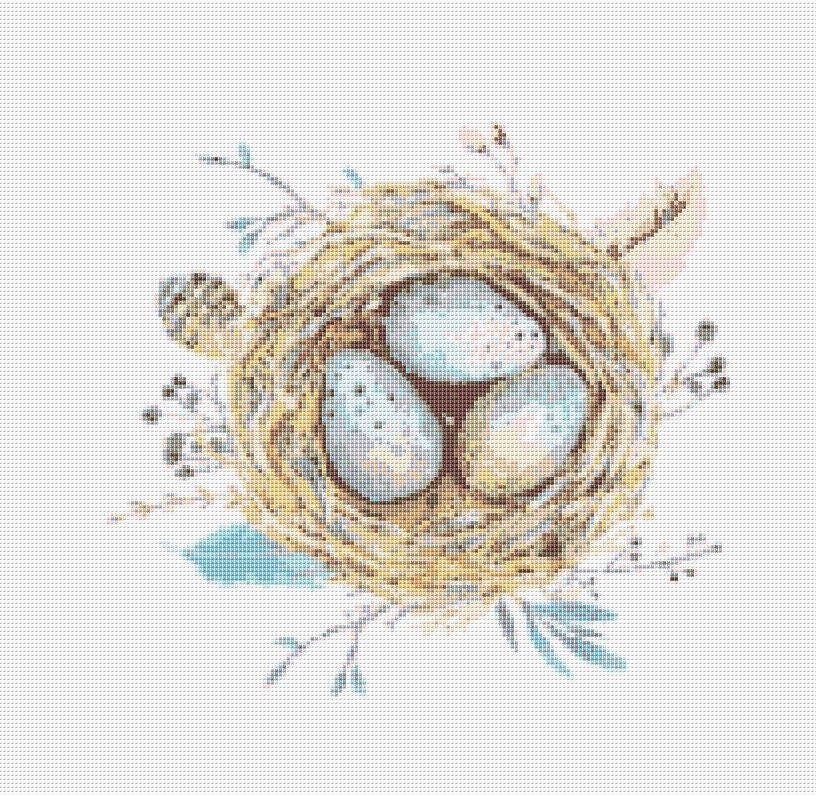 Eggs Cross Stitch Pattern 1 Instant PDF Download Nest | Etsy