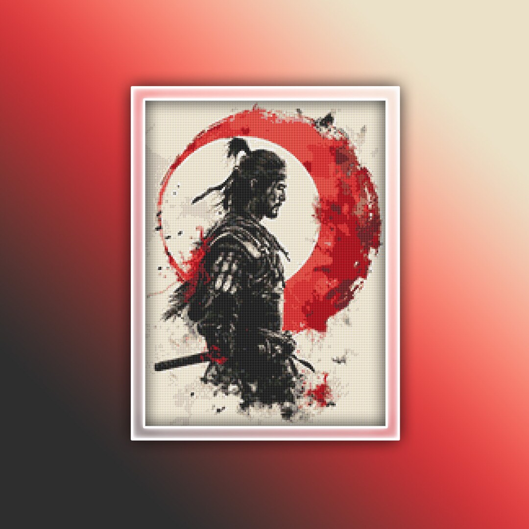 Samurai Cross Stitch Pattern 2 Instant PDF Download - Japanese Warrior ...