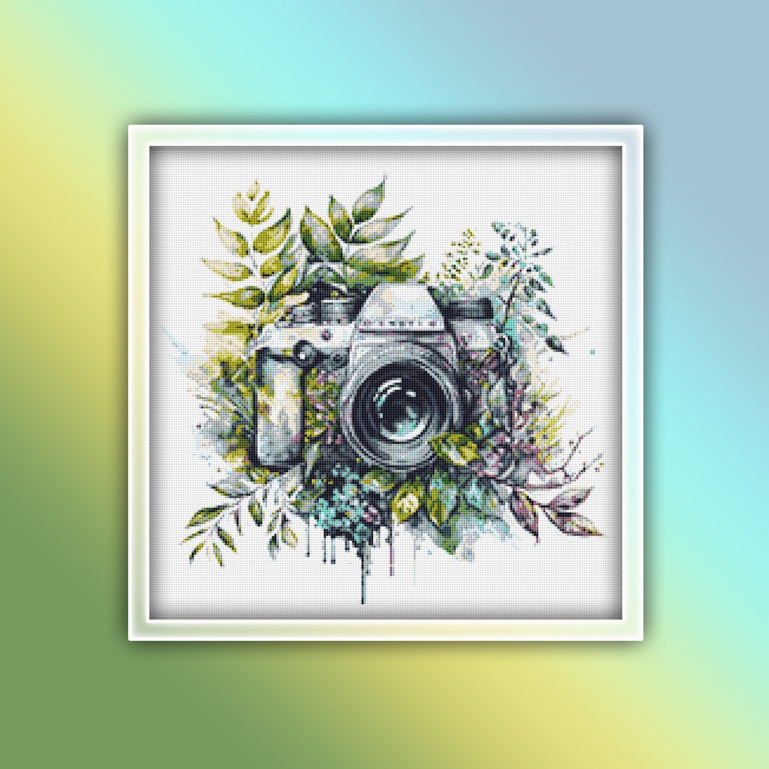 Camera Cross Stitch Pattern 5 Instant PDF Download - Camera Watercolor ...