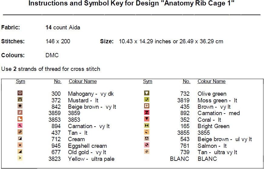 Anatomy Ribcage Cross Stitch Pattern 1 Instant PDF Download - Etsy