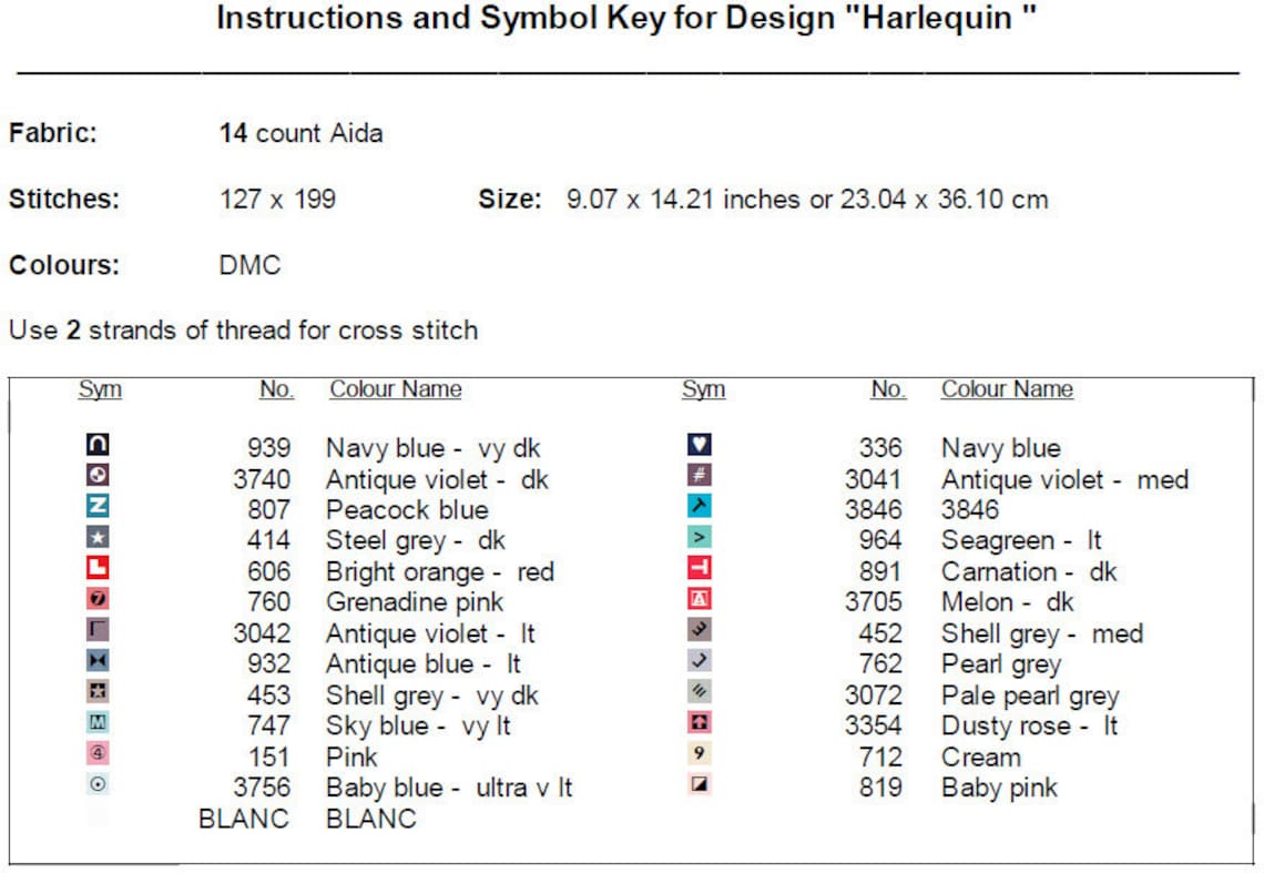 Harlequin Cross Stitch Pattern Instant PDF Download Joker | Etsy