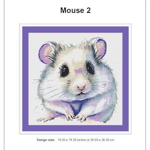 Mouse Cross Stitch Pattern 2 Instant PDF Download - Rat Watercolor ...