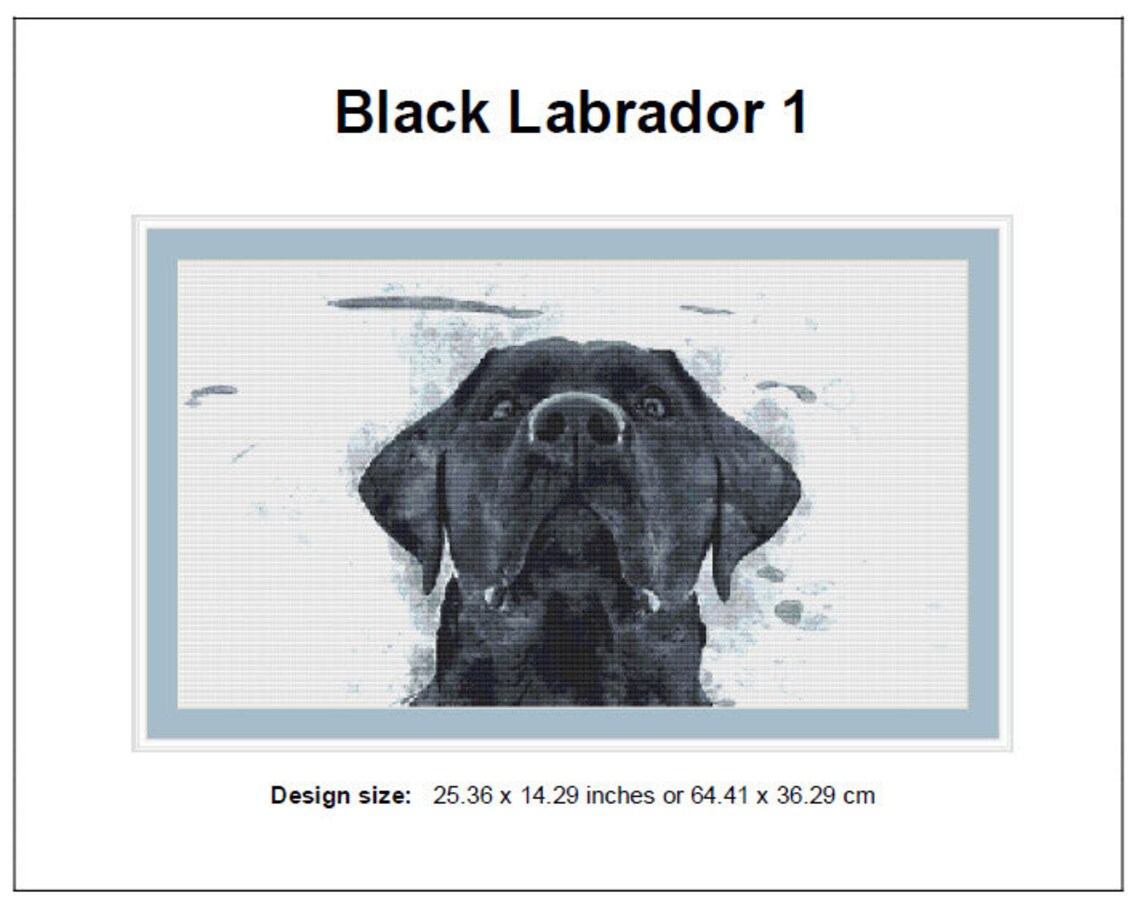 Black Labrador Cross Stitch Pattern 1 Instant PDF Download - Black Dog ...